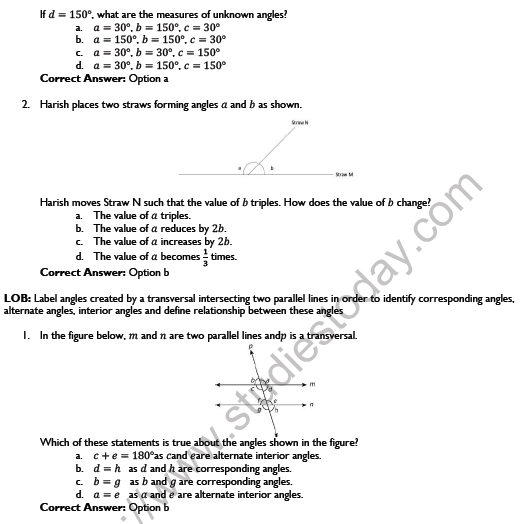 CBSE Class 9 Mathematics Lines and Angles Worksheet Set D